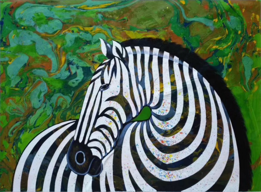Hand painted oil painting on canvas"zebra"90x120CM(35.4"x47.2")Unframed-55