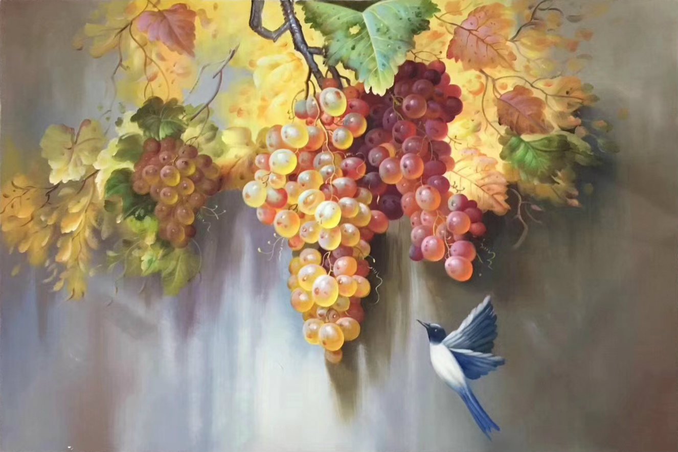 Hand painted oil painting on canvas"Grape"60x90CM(23.6"x35.4")Unframed-94