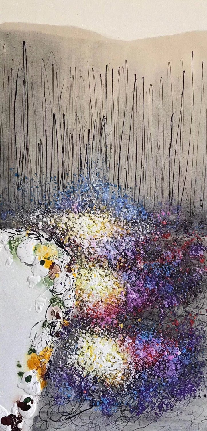 Hand painted oil painting on canvas"Abstract lines"60x120CM(23.6"x47.2 ...