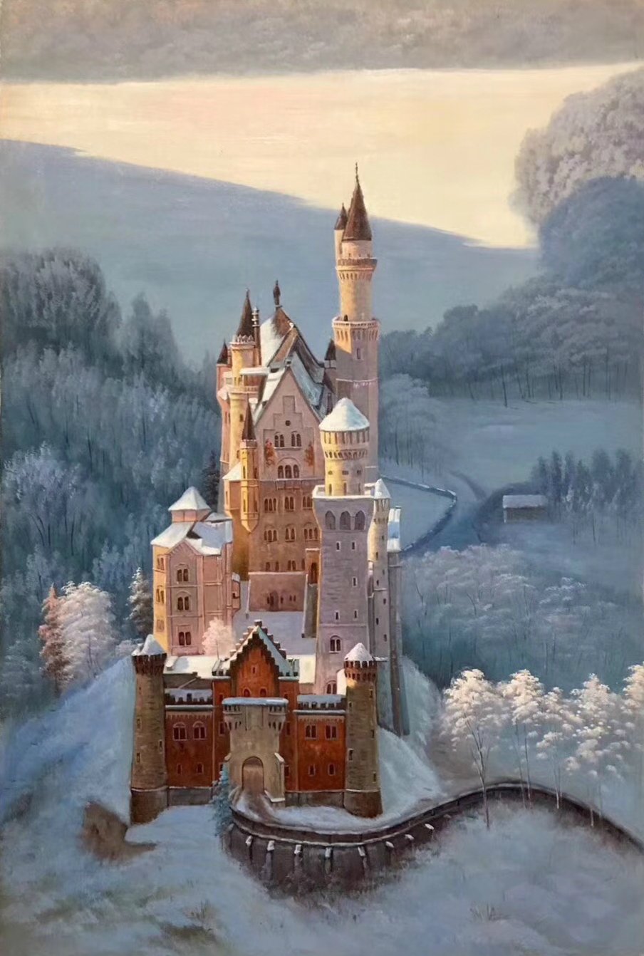 Hand painted oil painting on canvas"castle"60x90CM(23.6"x35.4")Unframed-796