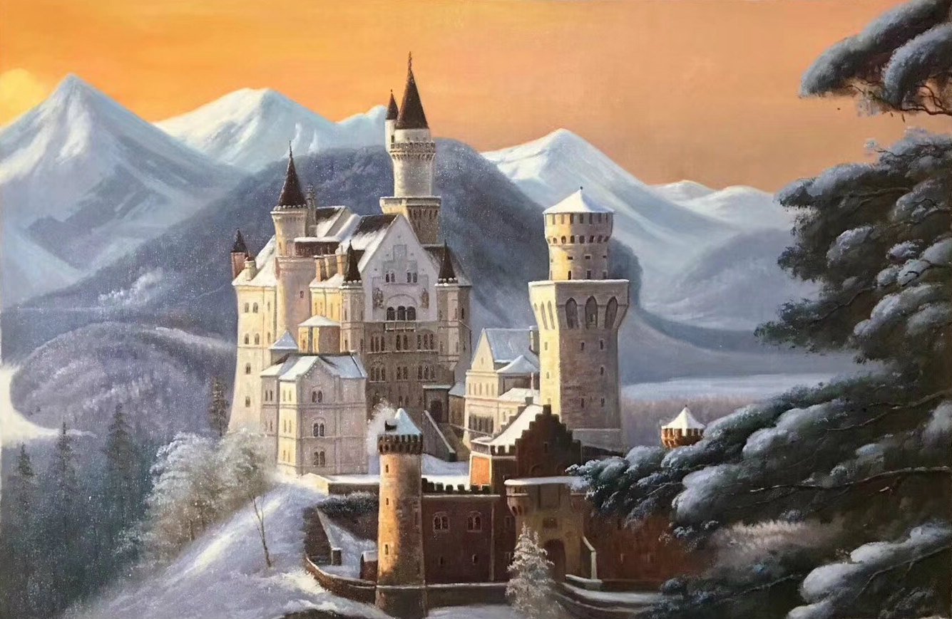 Hand painted oil painting on canvas"castle"60x90CM(23.6"x35.4")Unframed-797