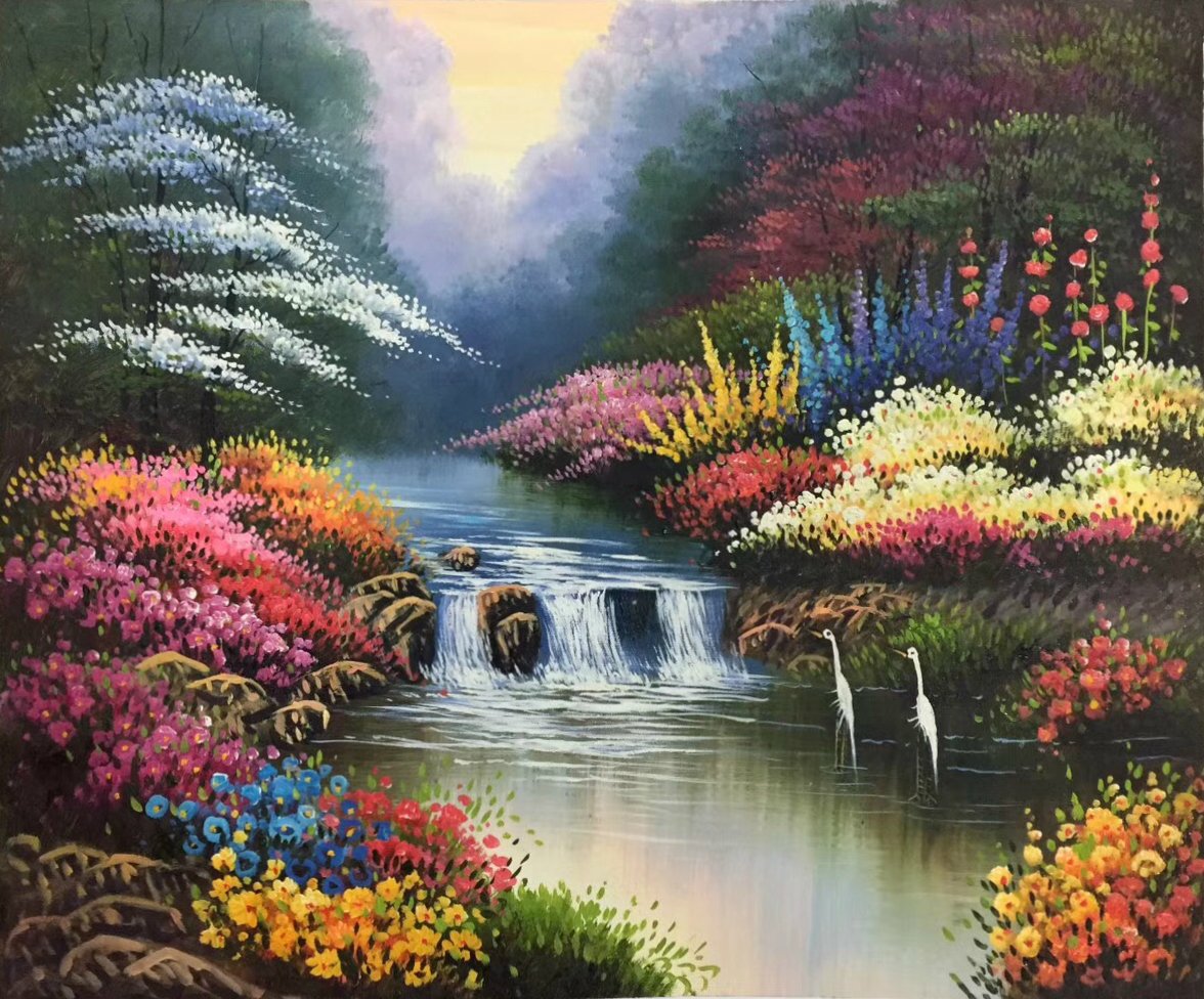 Hand painted oil painting on canvas"Image of the countryside"50x60CM(19 ...