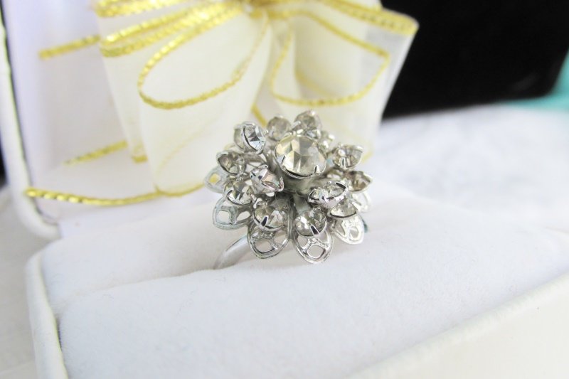 1968 Vintage Sarah Coventry Symphony Ring Silver Plate Rhinestones Sz 6 ...