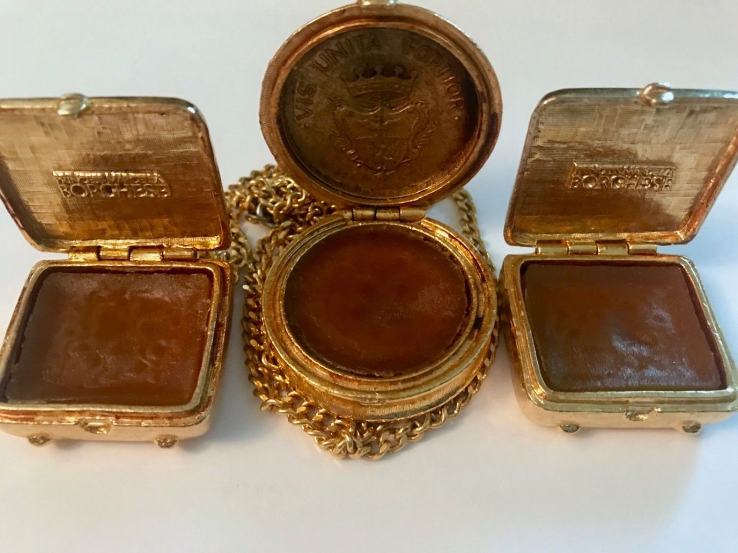 3pc Lot SOLID PERFUME Compacts FIAMMA & ANDIAMO Borghese Vintage