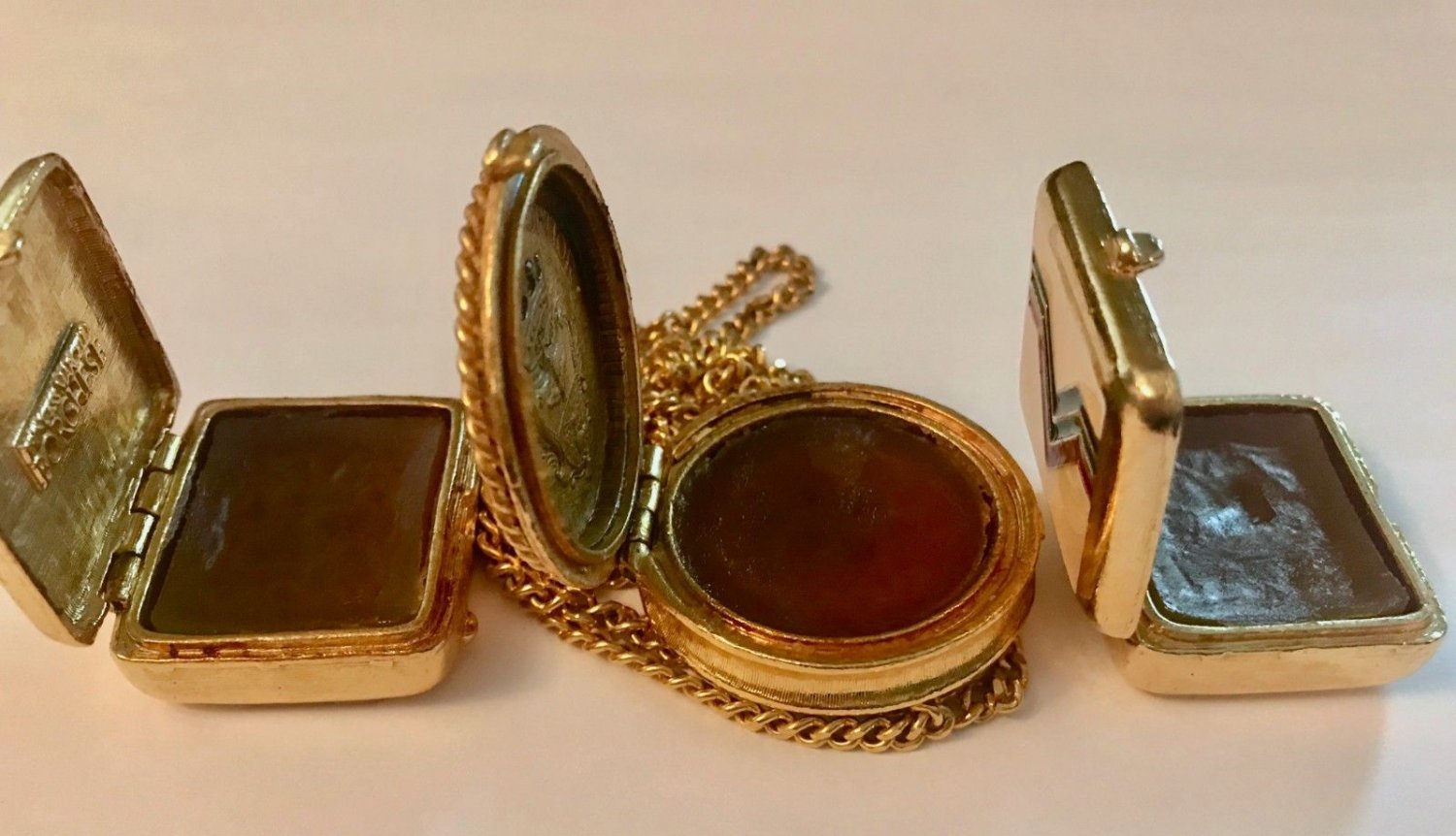 3pc Lot SOLID PERFUME Compacts FIAMMA & ANDIAMO Borghese Vintage
