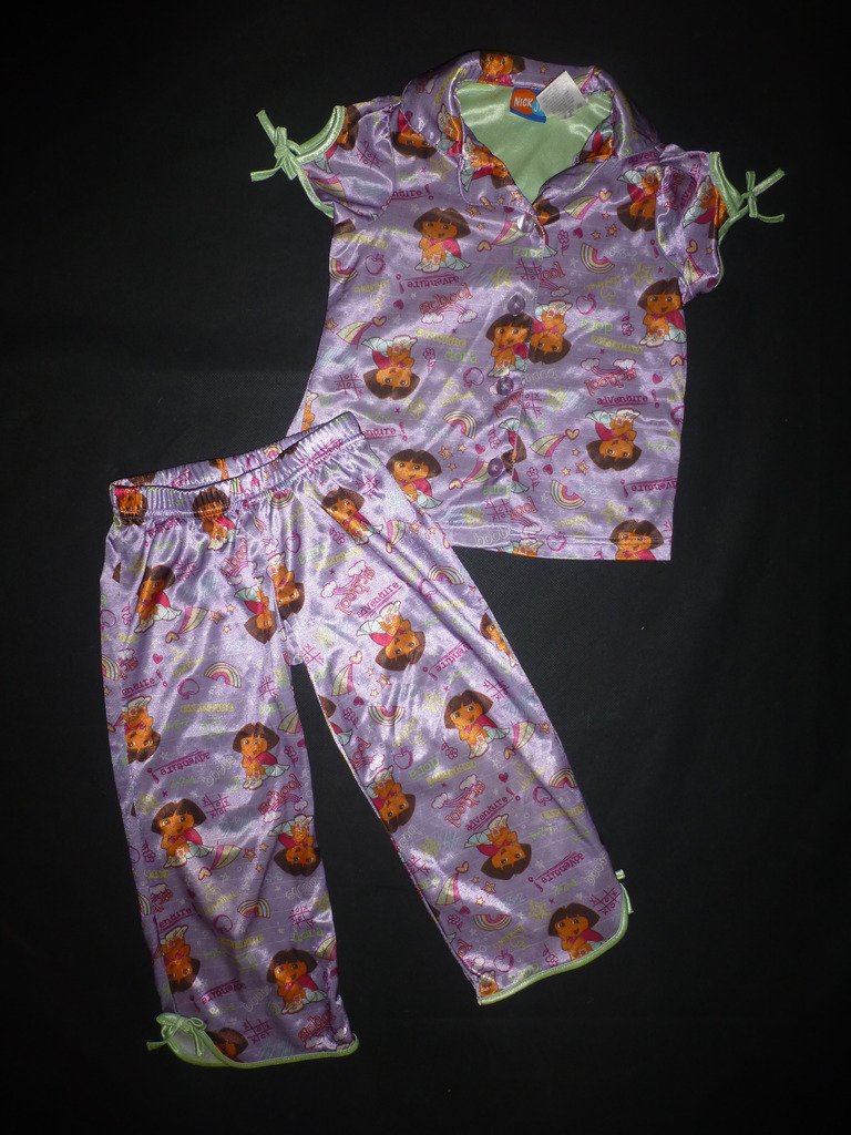 Nickelodeon Dora The Explorer Girls Purple Silky Short Sleeve Pajamas ...
