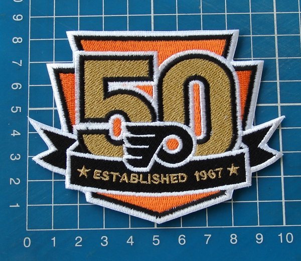 PHILADELPHIA FLYERS HOCKEY NHL TEAM 50th ANNIVERSARY PATCH ESTABLISHED ...