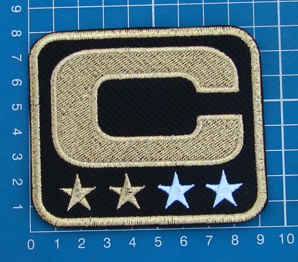 CAPTAIN C PATCH NFL FOOTBALL SUPERBOWL BLACK AND GOLD 2 STAR GOLD PATCH ...