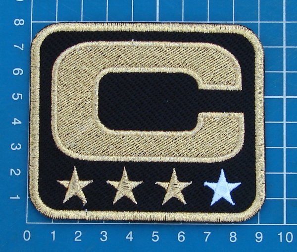 CAPTAIN C PATCH NFL FOOTBALL SUPERBOWL BLACK AND GOLD 3 STAR GOLD PATCH ...
