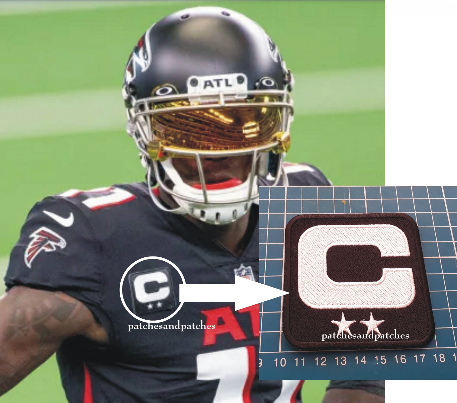 2020 SEASONS ATLANTA FALCONS CAPTAIN C PATCH NFL FOOTBALL USA SPORTS SEW ON