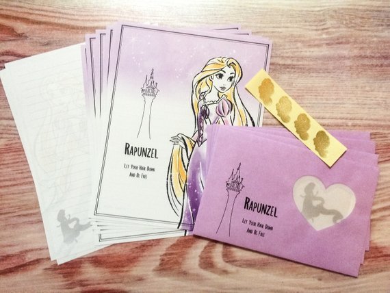 Details about Disney Princess Tangled Rapunzel Envelopes and Lined ...