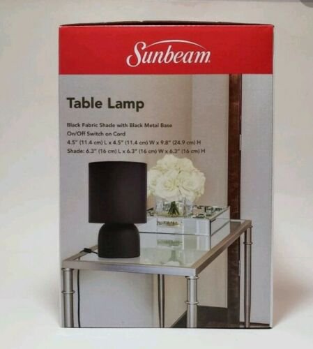 Sunbeam Table Lamp Black Shade Metal Base Wired w/ LED Bulb Energy ...