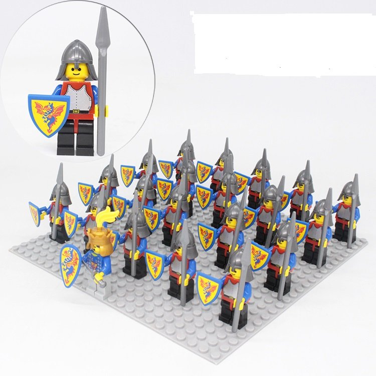 21pcs Rainbow Dragon Medieval Knights Army Fit Lego Bricks