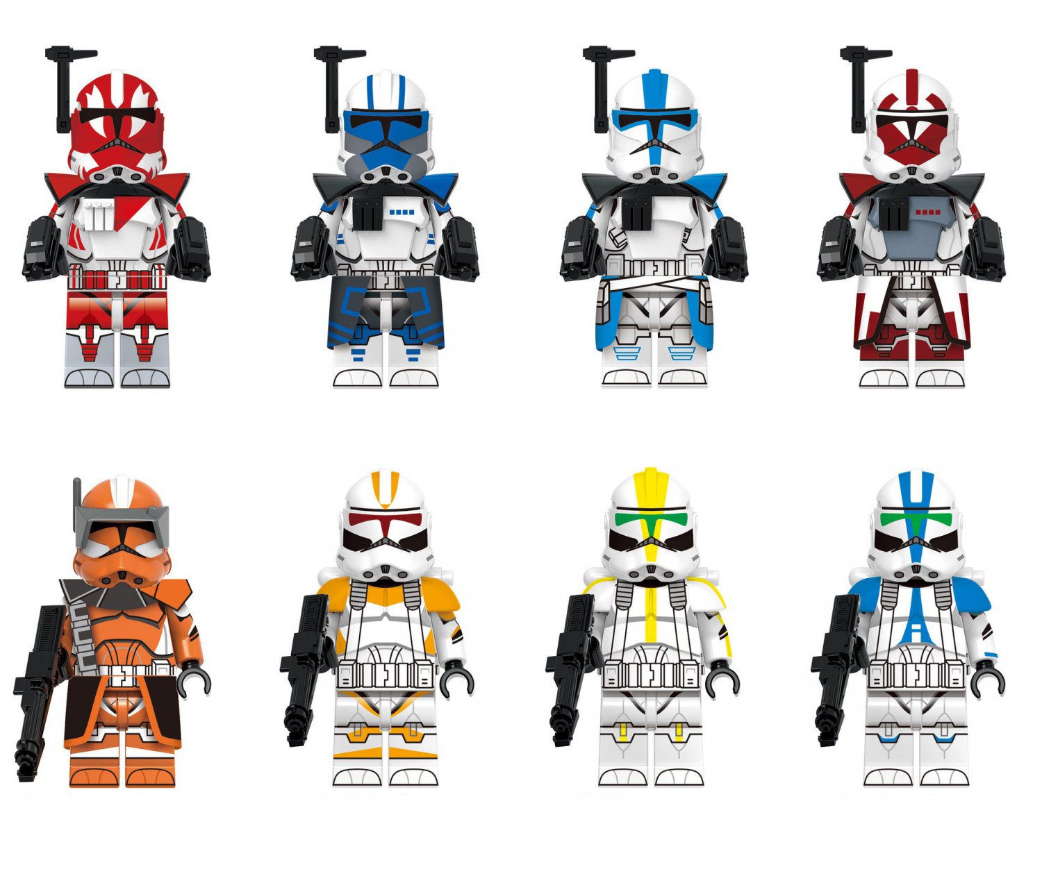 8pcs Clone Trooper Seven Commander Ganch Captain Alpha Jet Trooper Arc ...