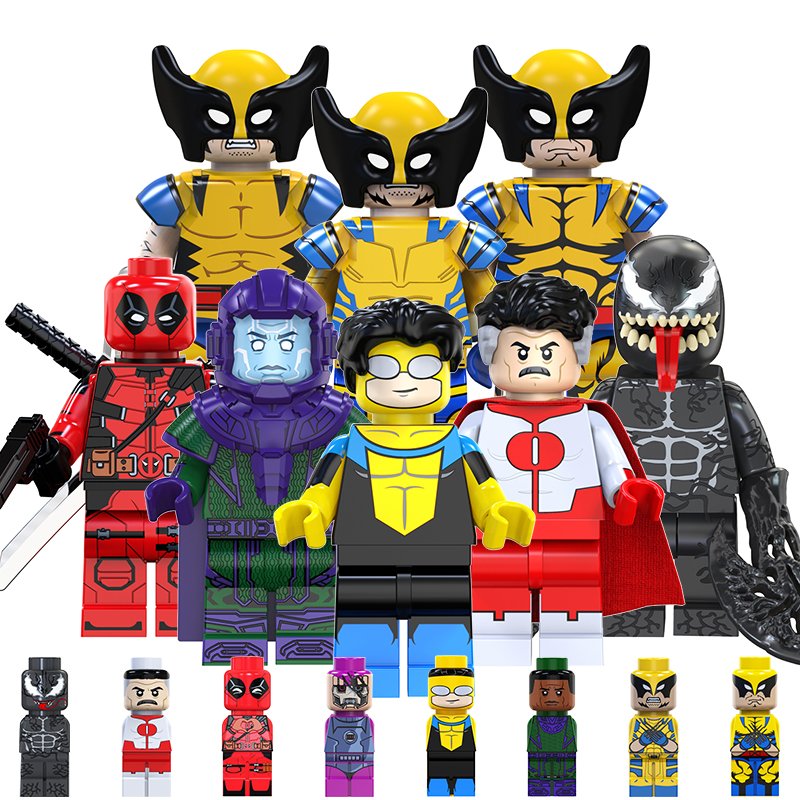 8pcs Omni Man Invincible Riot Deadpool Kang the Conqueror Minifigures