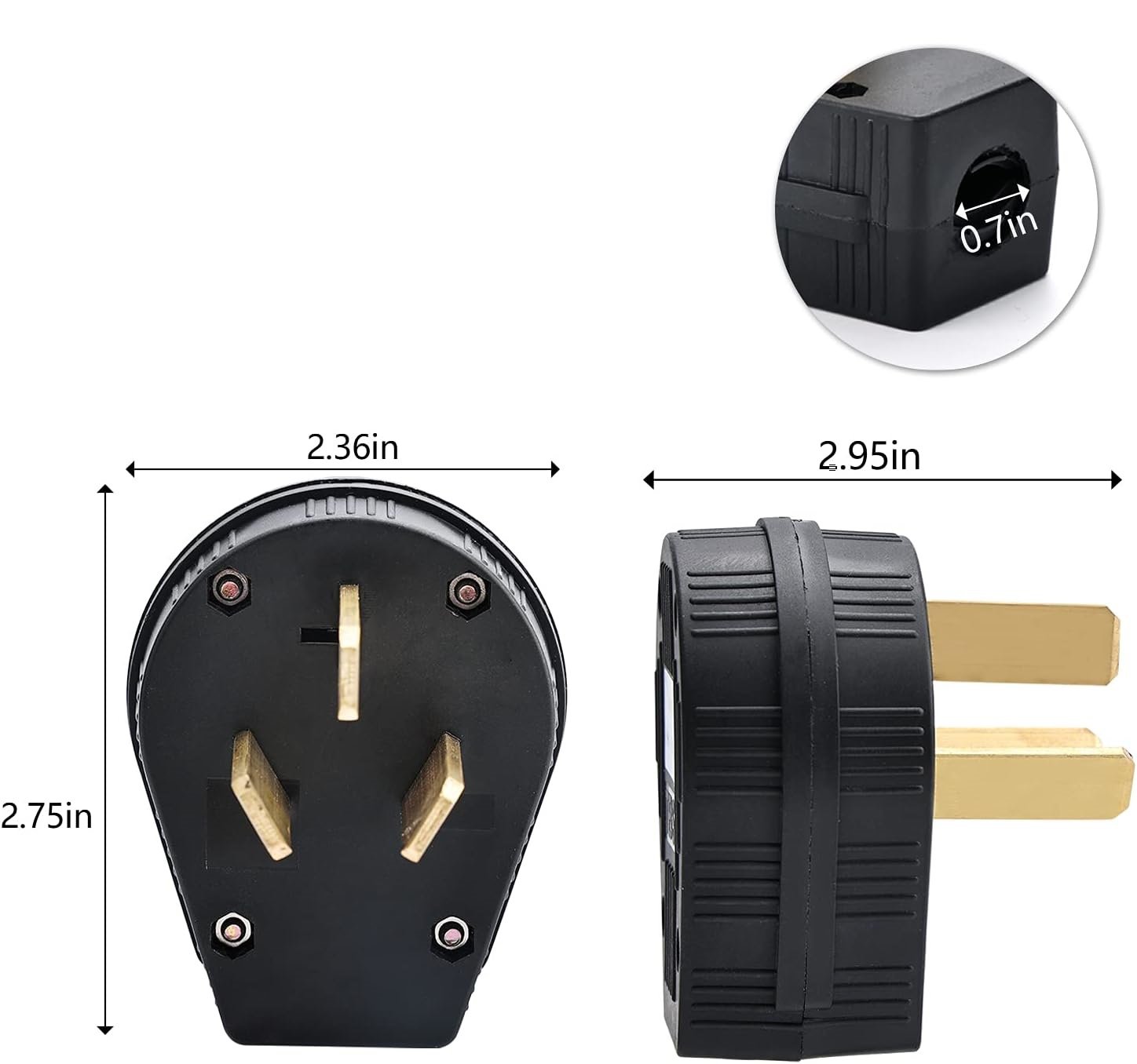 No Grounding, Straight Blade 3 Prong Male Plug, Heavy Duty Industrial ...