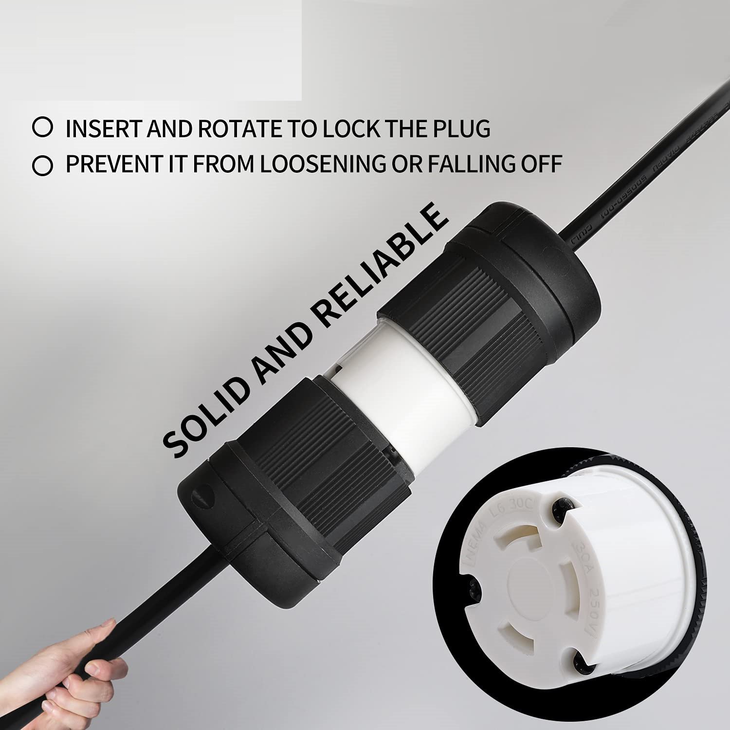 Locking Connector for Generator NEMA L6-30C Extension Cord End Female ...