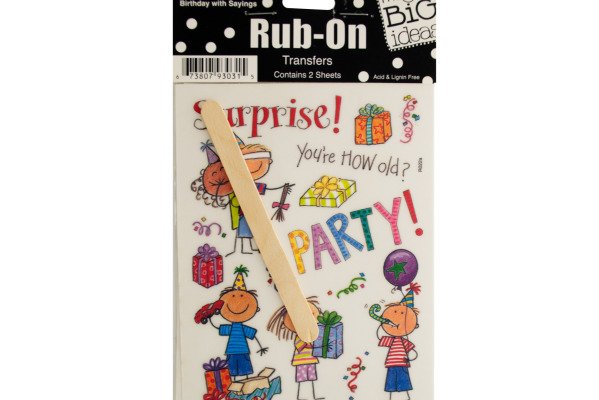 Birthday with Sayings Rub-On Transfers