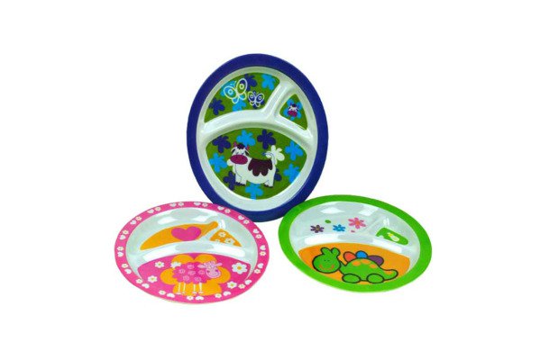 Melamine Sectioned Plates For Kids, Assorted Designs