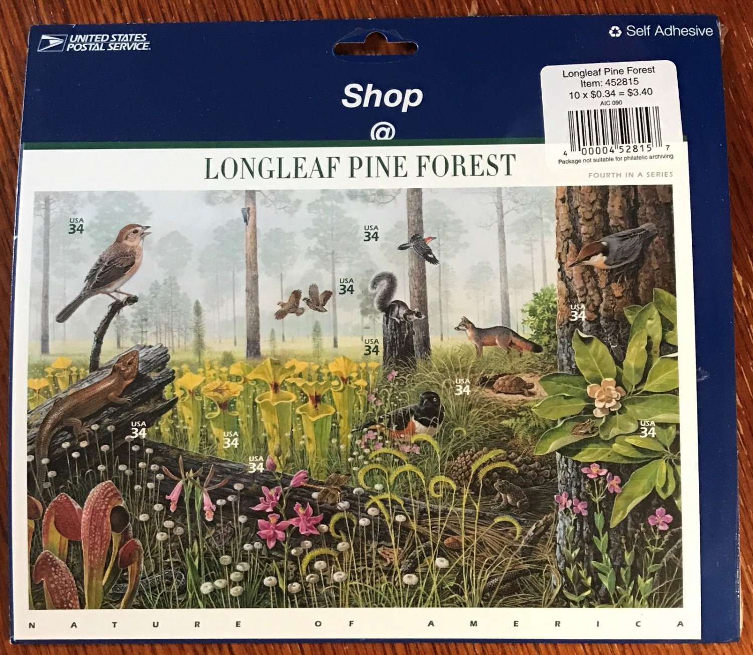 USPS SHEET of LONGLEAF PINE FOREST US STAMP SHEET - #3611 34 CENT 2002 ...