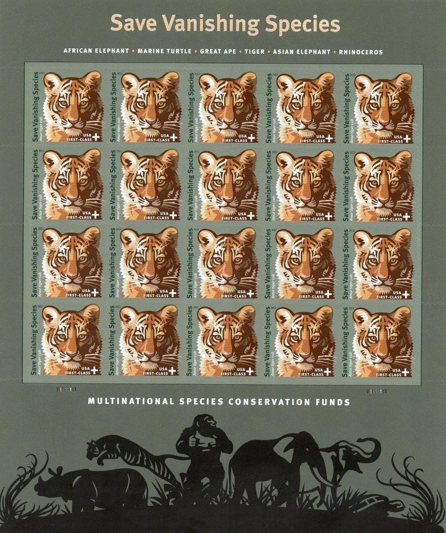USPS SHEET of U.S. SEMI-PSTL PANE OF 20 save SCOTT#B4 VANISHING SPECIES