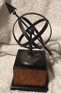 Handcrafted Tabletop Armillary Sundial Iron Sphere Square Pedestal ...