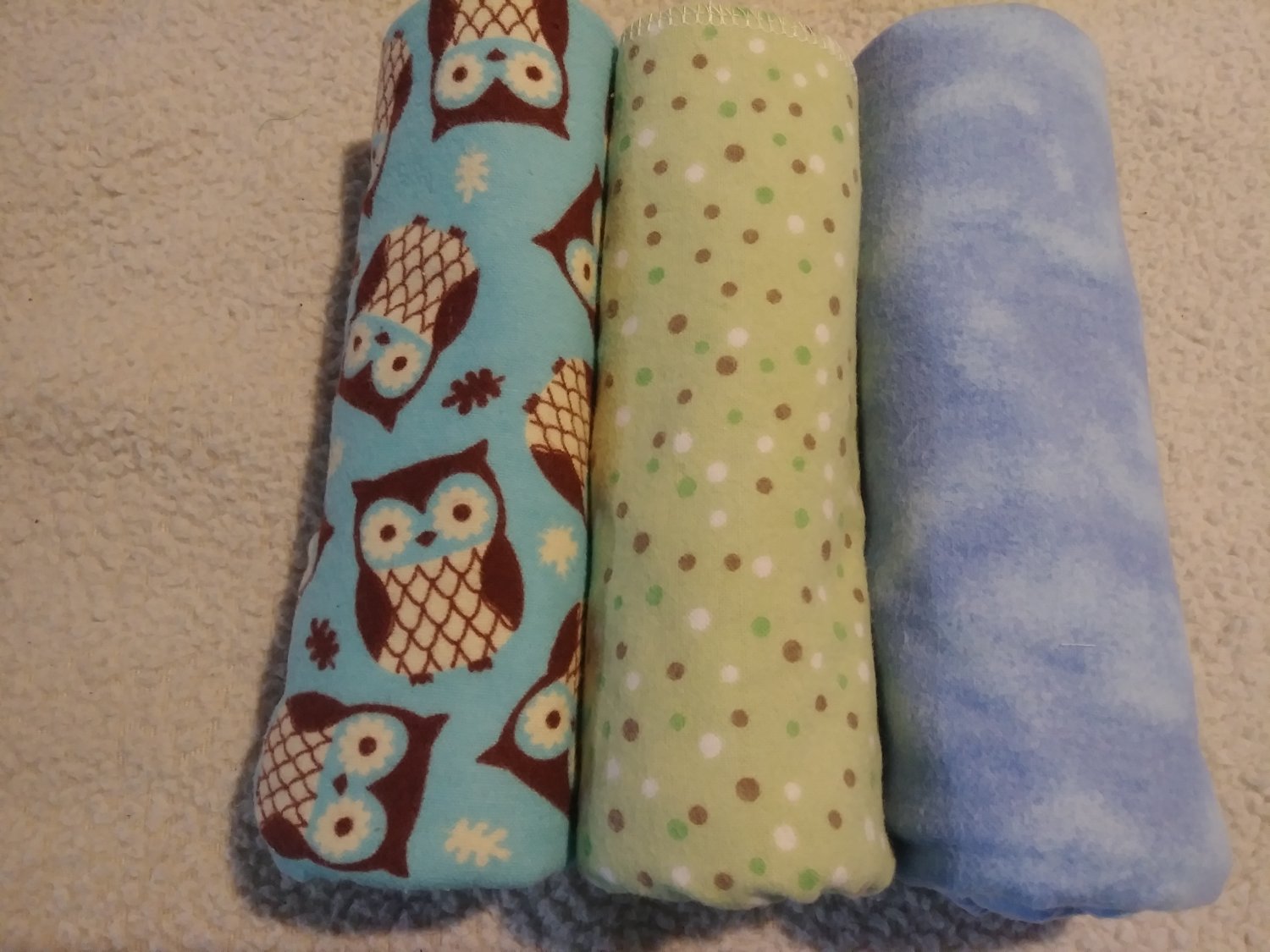 Hand made flannel baby receiving blankets