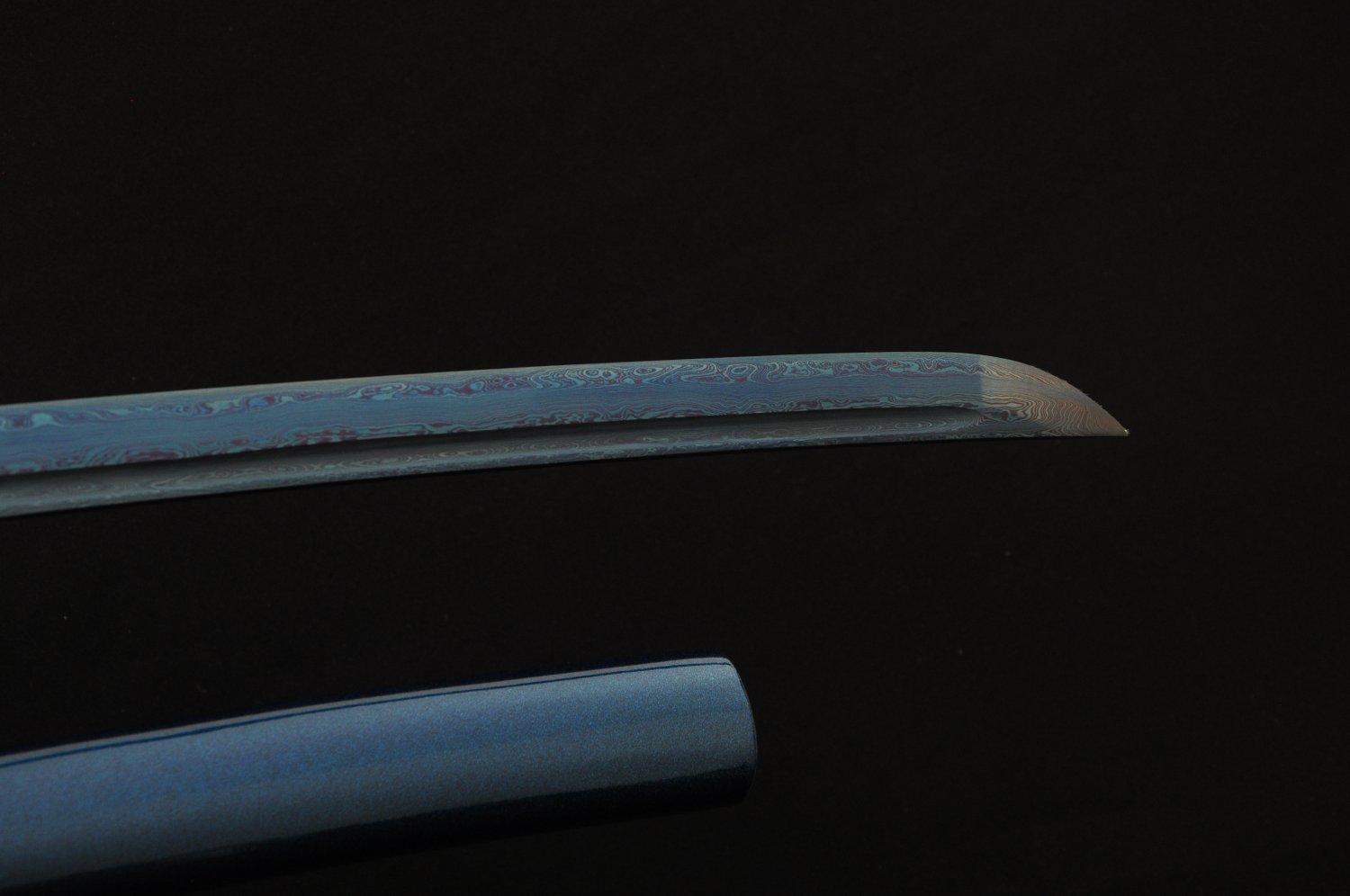 Blue Blade Samurai Sword Katana Japanese Damascus Folded Steel Bull ...