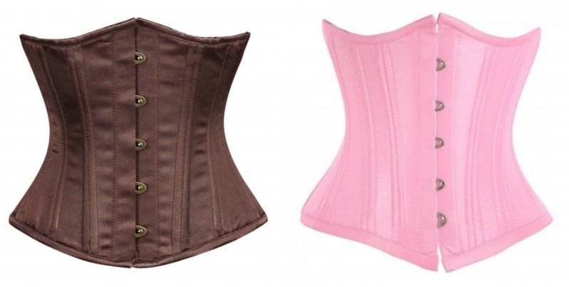 Satin Gothic Burlesque Double Bone Waist Cincher Basque Underbust ...