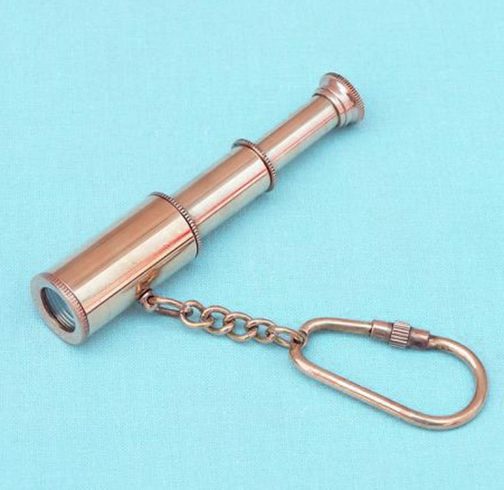 BEAUTIFUL TRIPLE FOLD SHINY BRASS NAUTICAL SPYGLASS TELESCOPE KEY RING ...