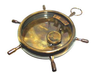 FOR SMALL BOAT SAFETY SAILBOAT INCLINOMETER IN BRASS. LOVELY SHIPWHEEL ...