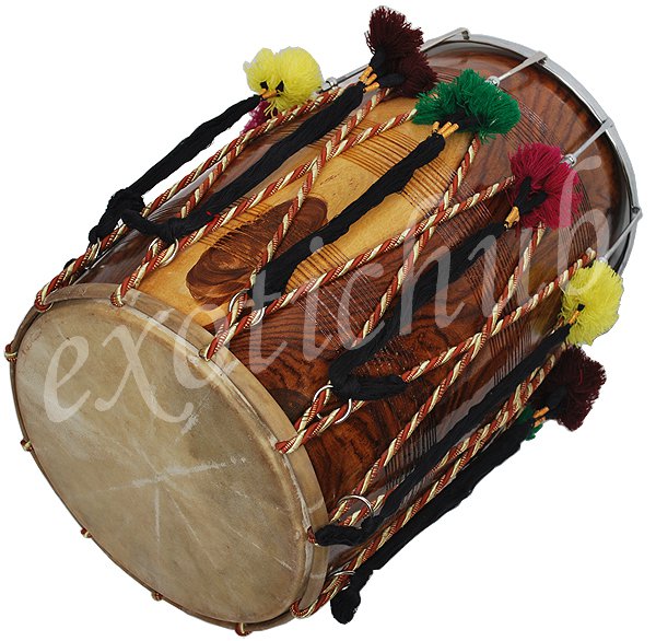 BUY DHOL DRUM~PUNJABI BHANGRA~SHEESHAM WOOD~PLAYING STICKS~GREAT SOUND ...