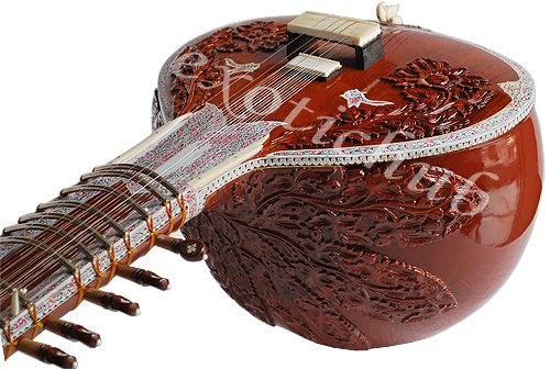 DOUBLE TUMBA SITAR~RAVI SHANKAR STYLE WITH FIBER BOX~PROFESSIONAL QUALITY
