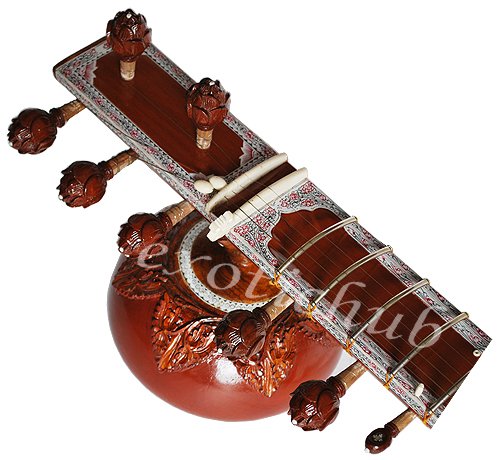 DOUBLE TUMBA SITAR~RAVI SHANKAR STYLE WITH FIBER BOX~PROFESSIONAL QUALITY