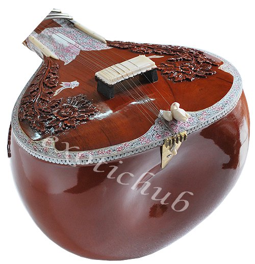 DOUBLE TUMBA SITAR~RAVI SHANKAR STYLE WITH FIBER BOX~PROFESSIONAL QUALITY