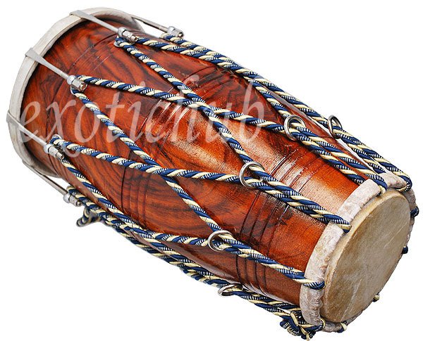 DHOLAK DRUM~ROPE+BOLT TUNED~SHEESHAM WOOD~DHOLAKI~DHOL~USE IN BHAJAN ...