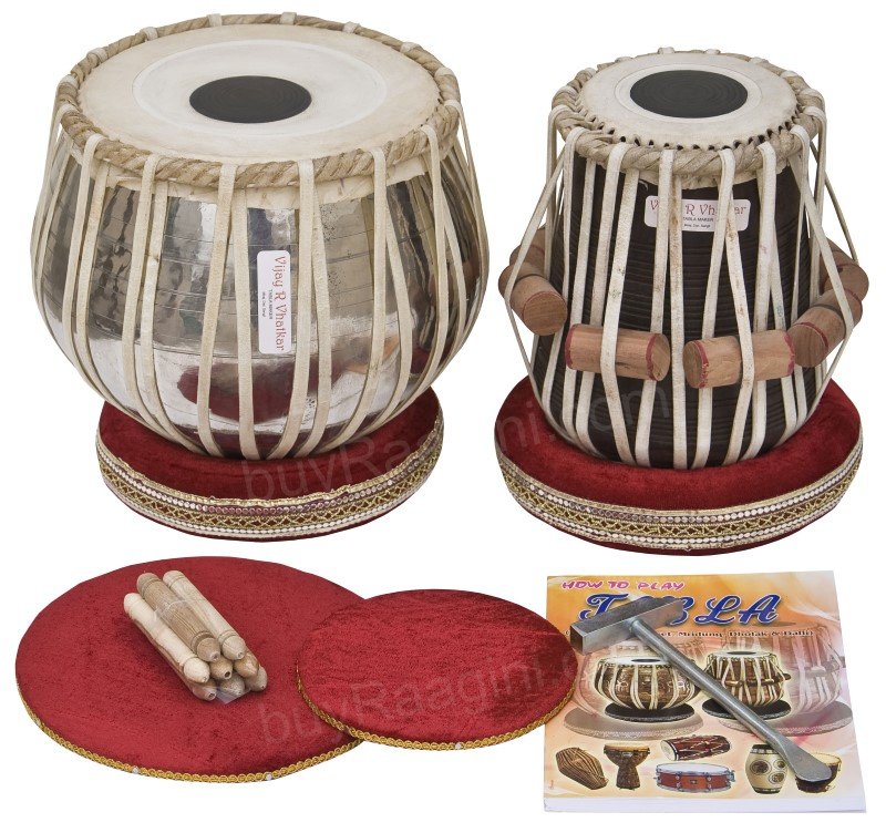 TABLA SET/VHATKAR™/PROFESSIONAL CHROME BRASS BAYAN 2½KG/SHESHAM DAYAN ...