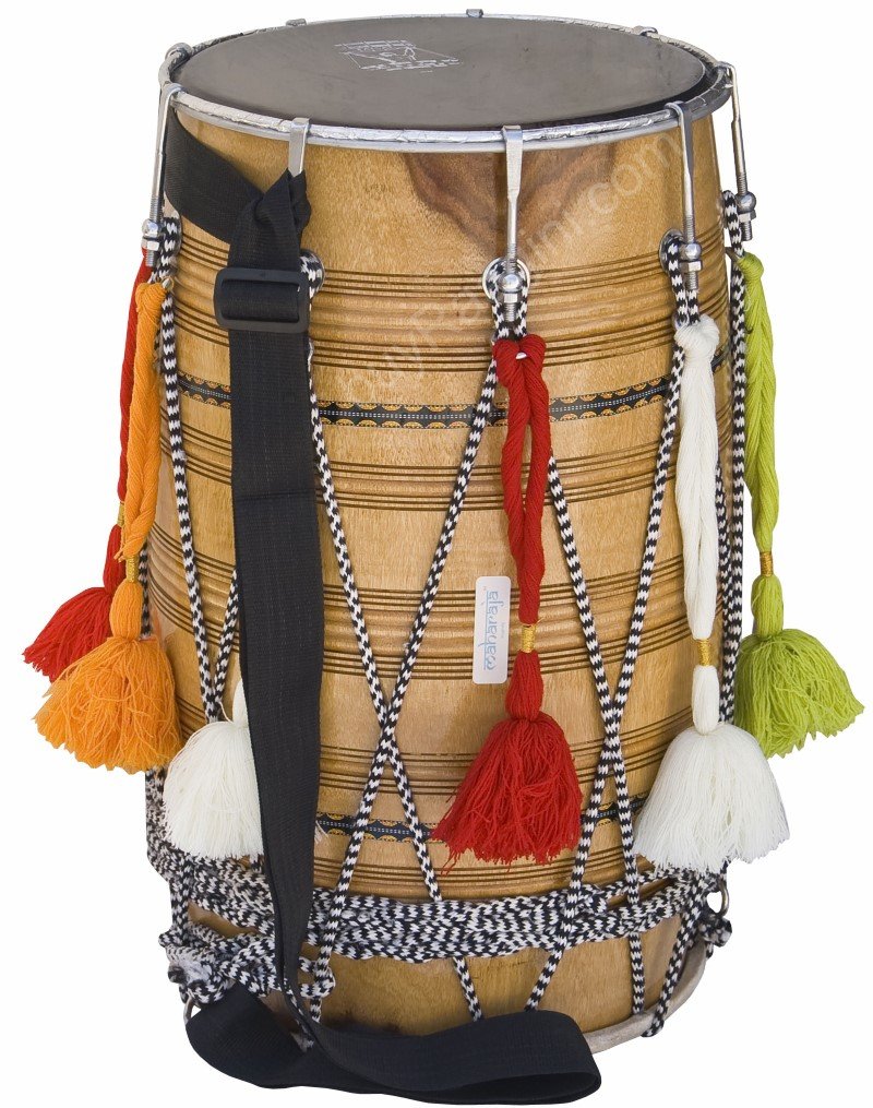 DHOL MAHARAJA™/KACHA PAKKA SHEESHAM WOOD DHOL/NATURAL COLOR/SYNT.HEADS ...