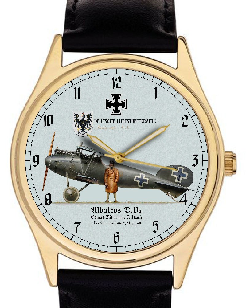 GERMAN IMPERIAL AIR FORCE ALBATROSS BIPLANE COMMEMORATIVE ART WRIST WATCH