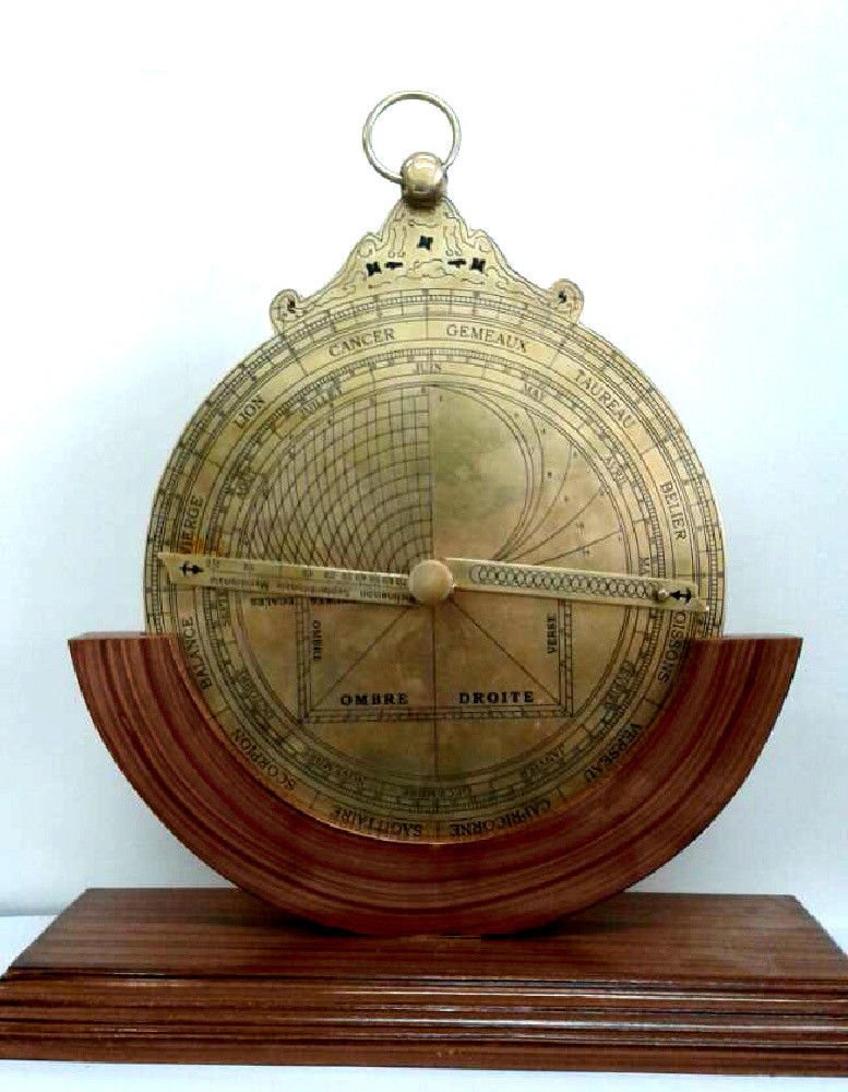 CLASSIC FRENCH ASTRONOMICAL ASTROLABE ON TEAK DISPLAY STAND IN ...