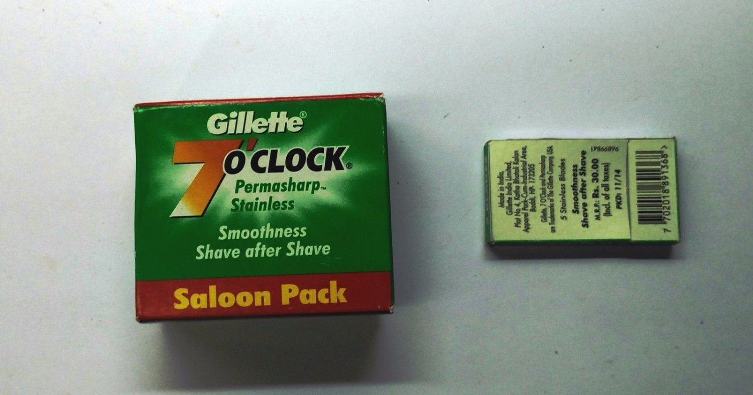 Shaving Razor Blades Gillette 7’o Clock Permasharp Stainless 50 Blades