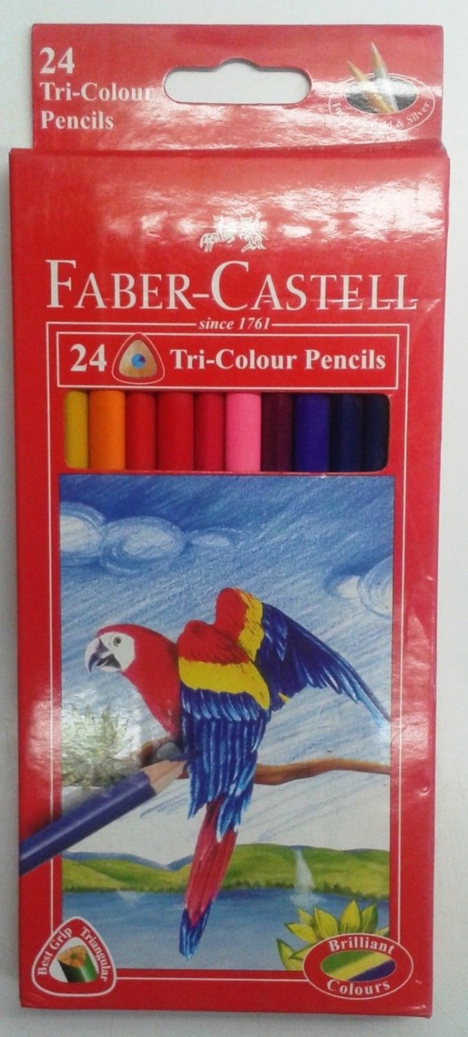 Faber-Castell 24 Tri-Colour Pencils Triangular Grip Color Pencils