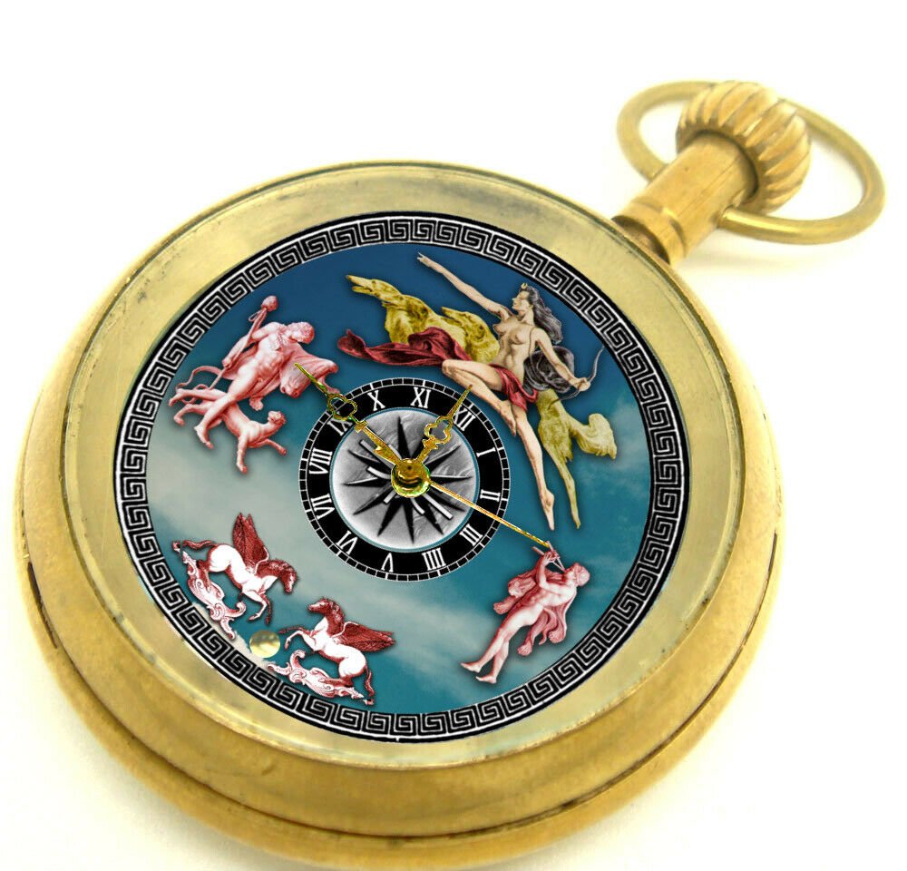1960s GREEK MYTHOLOGY DIANA ARTEMIS HUNTING DIAL PENDULUM AUTOMATON ...