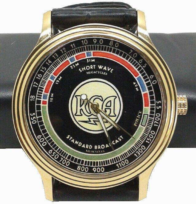RCA SHORT WAVE VINTAGE RADIO DIAL ART TRANSISTOR TUBE SOLID BRASS WRIST ...