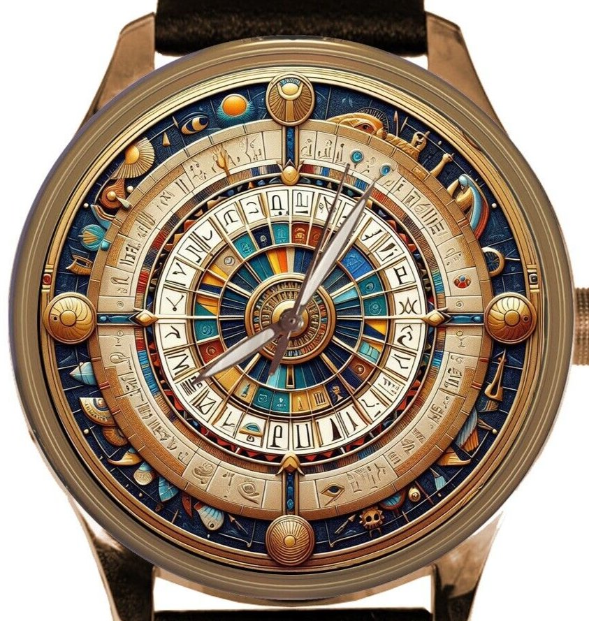 Hieroglyphics Art Ancient Egypt Pyramid Circular Metal Dial Solid Brass ...