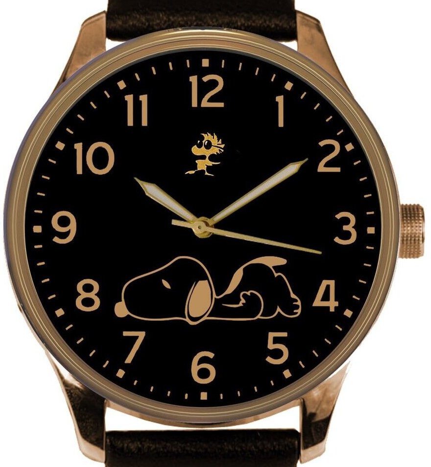 SNOOPY & WOODSTOCK CLASSIC ORIGINAL PEANUTS ART SOLID BRASS WATCH FOR ...