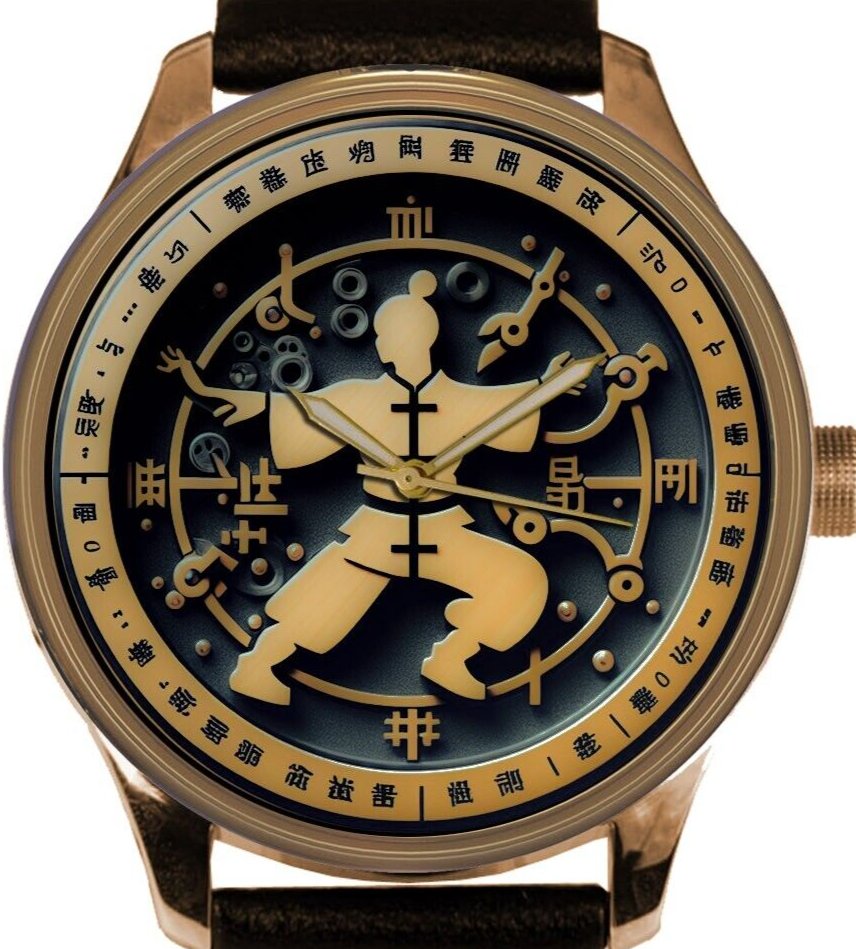 KUNG FU SYMBOLIC MANDARIN ART DIAL SOLID BRASS 40 mm COLLECTIBLE WATCH ...