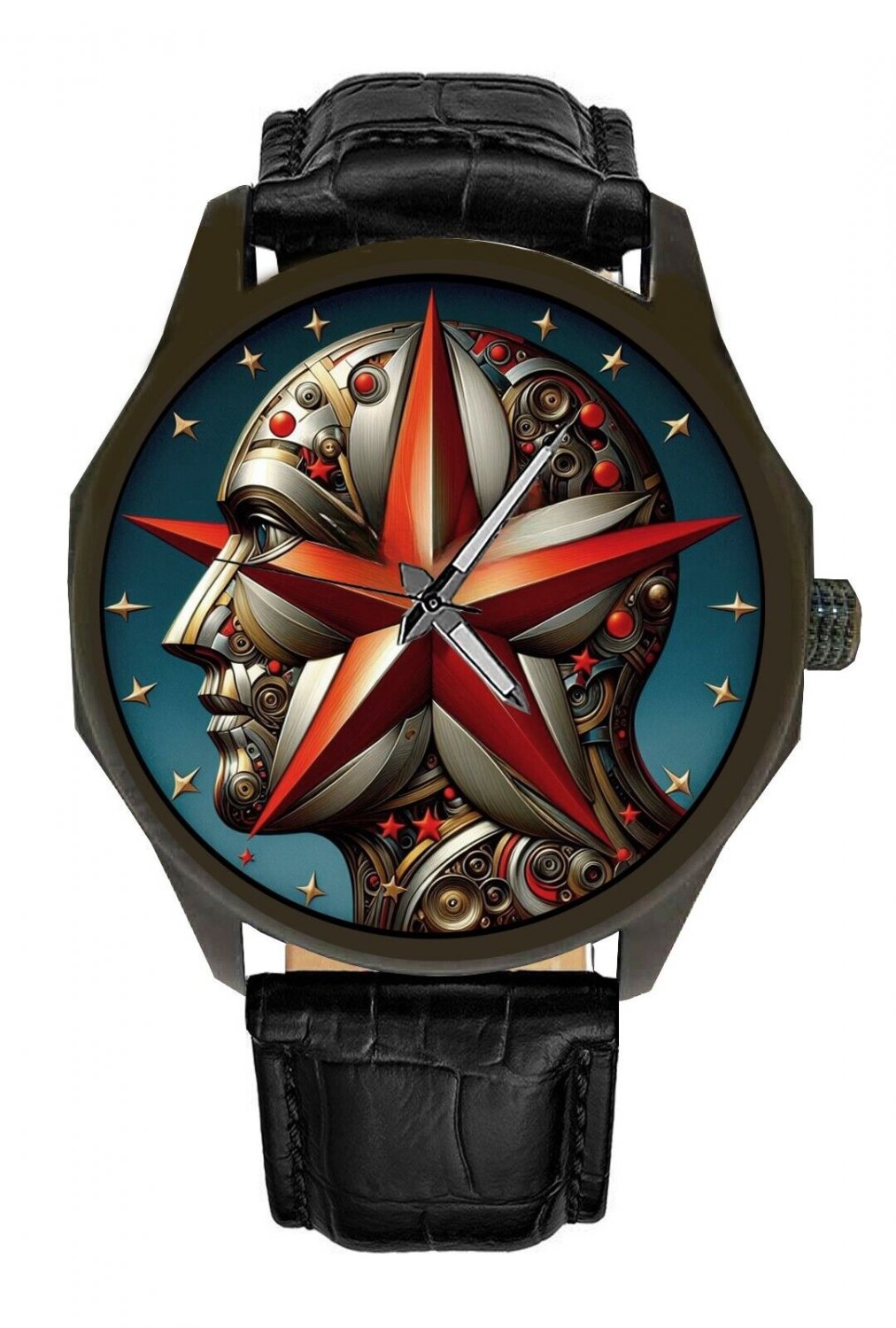 Postmodern Russian Communism Soviet Steampunk Protest Art Solid Brass Watch