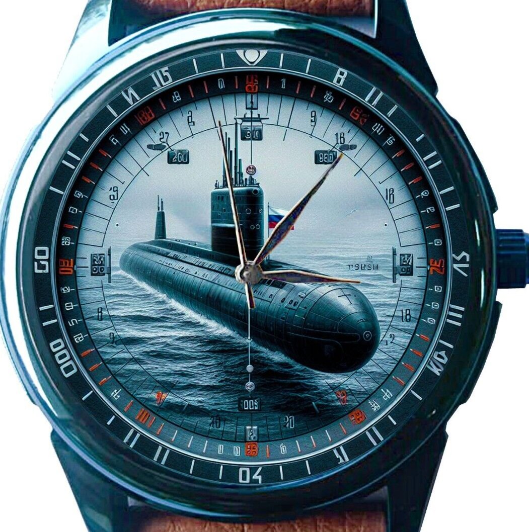 RUSSIAN BALLISTIC MISSILE NUCLEAR SUBMARINE METALLIC MARINE DIAL BLUE ...