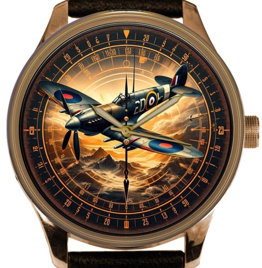 CLASSIC SUNSET COLOURS ROYAL AIR FORCE WW-II SPITFIRE FIGHTER SOLID ...